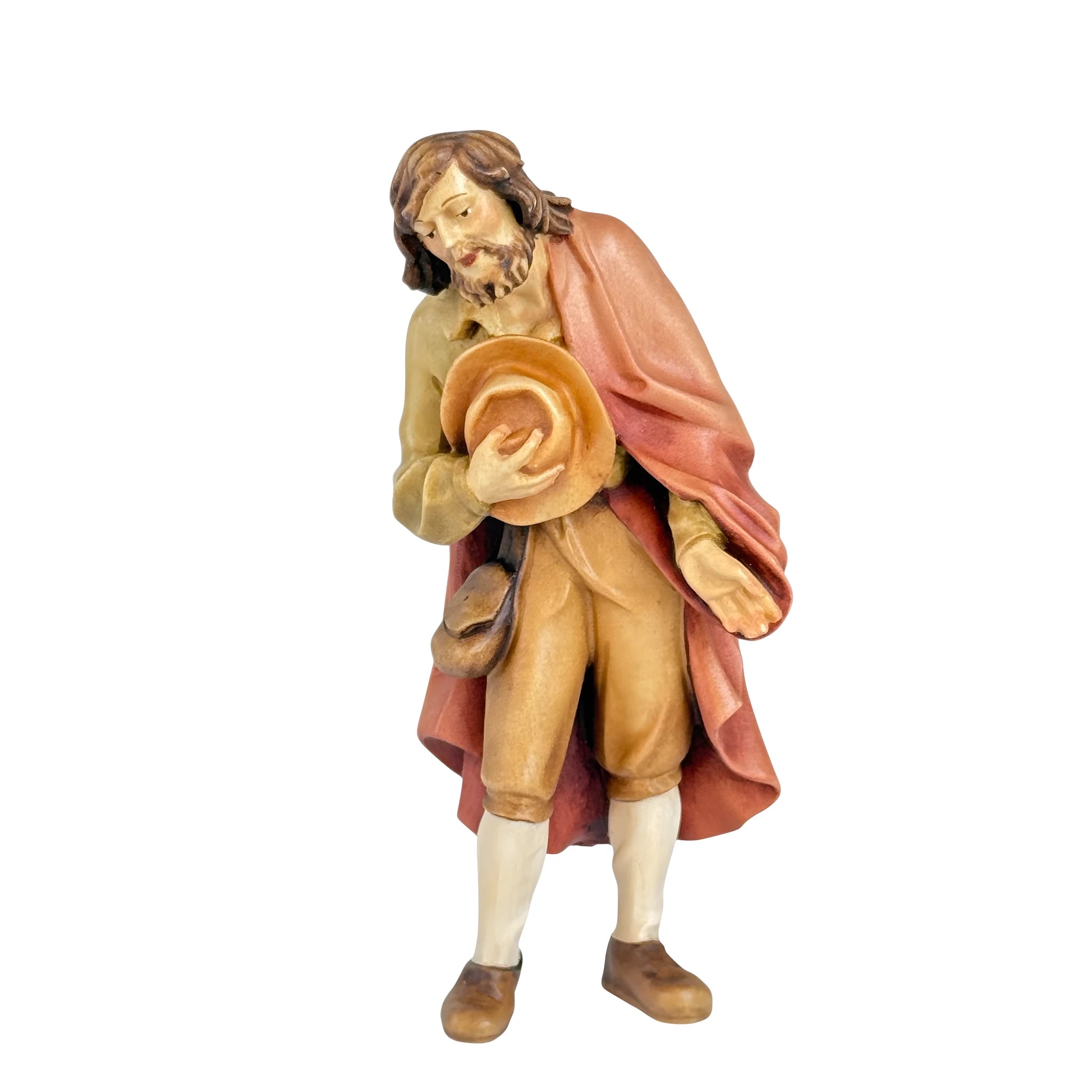 Nativity Shepherd Sculpture in Maple Wood with Hat in Hand – Dolfi