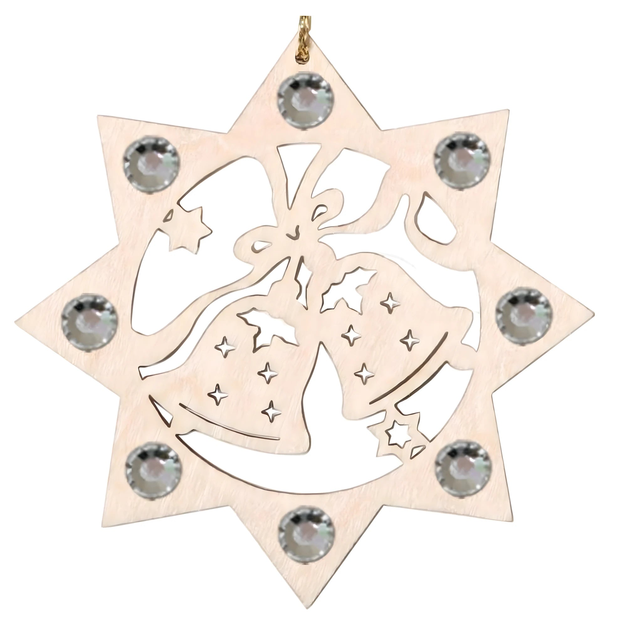 Wood Star Decoration Maple Bells with Gems | Dolfi Val Gardena